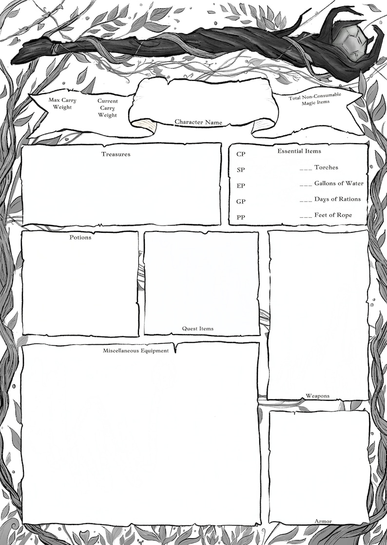 Secret Grove Dnd 5e Character Sheet: Hand-illustrated RPG Journal (PDF ...