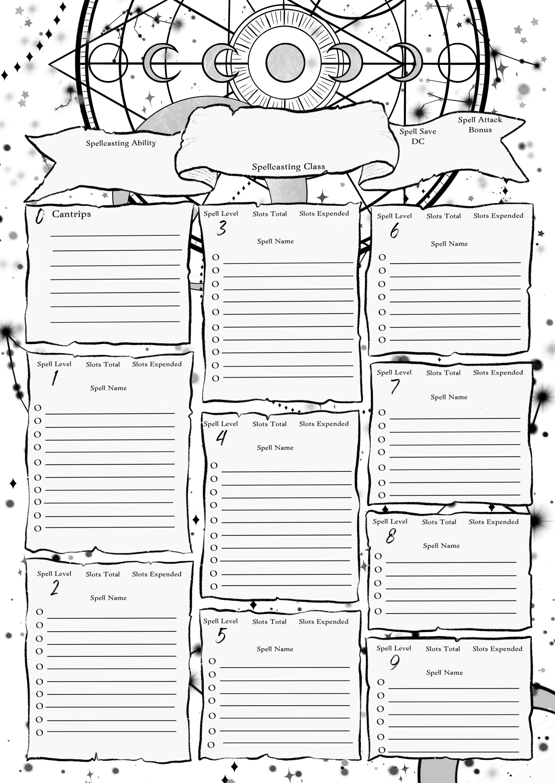 Celestial Dnd Character Sheet: 5e RPG Journal (PDF Download) - Etsy