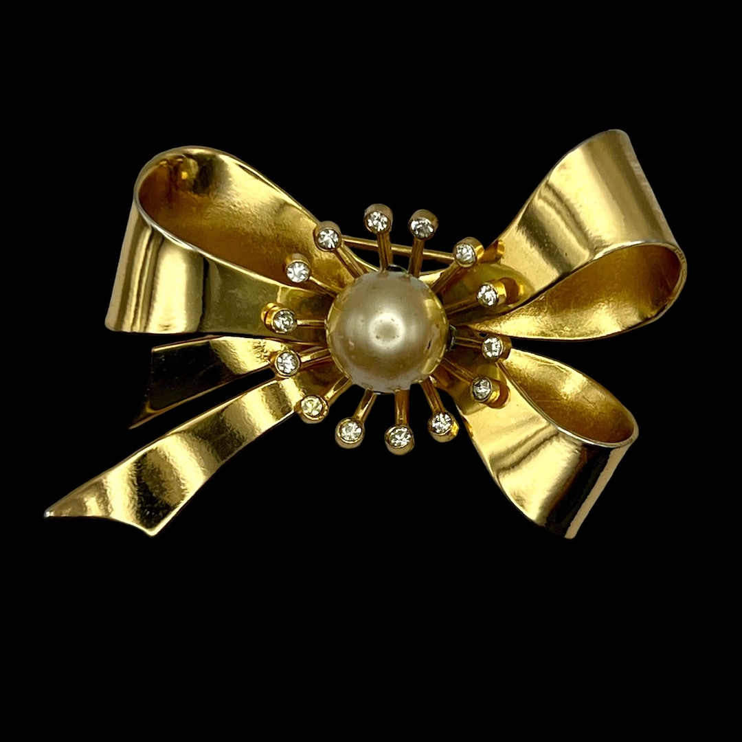 Vintage Coro Signed 90s Gold Tone Bow Ladies Brooch Pin - Etsy