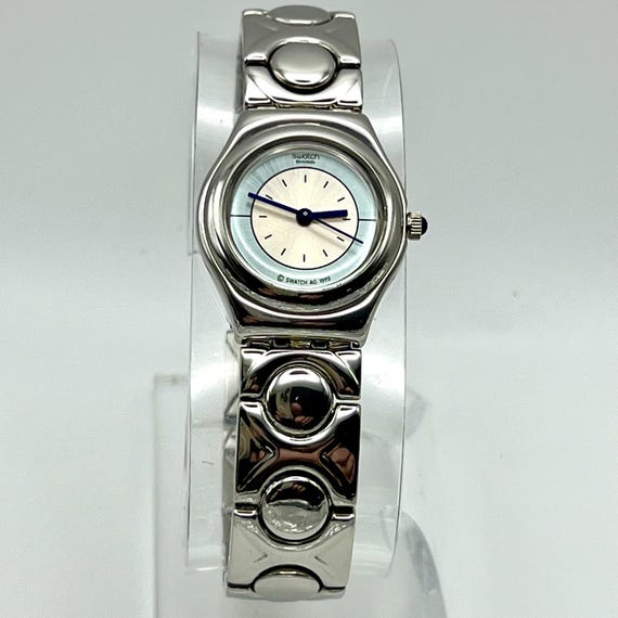Vintage Swatch Irony Stainless Steel Swiss Blue Silve… - Gem