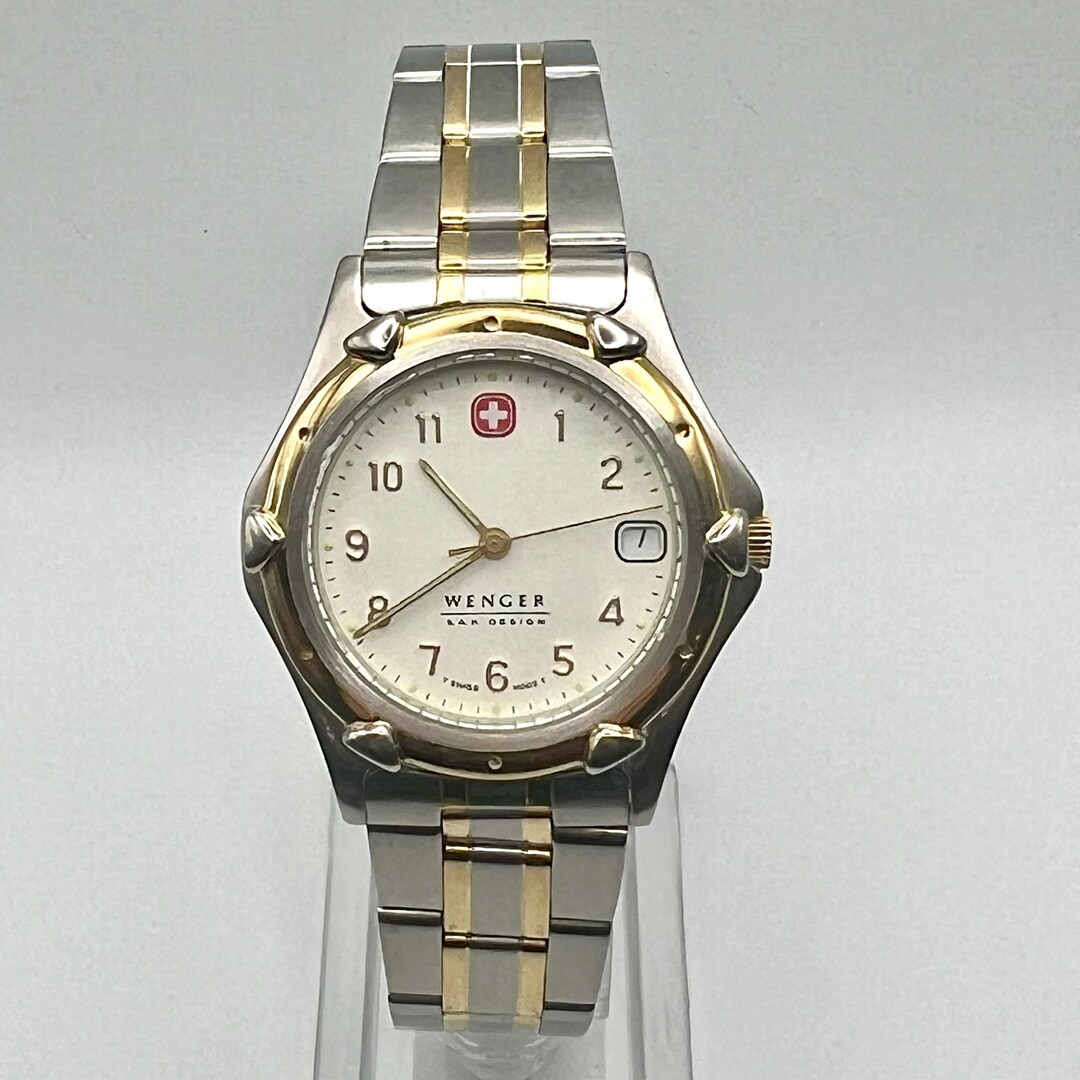 Vintage Wenger 90's SAK Design Swiss Military Round Silver White Gold ...