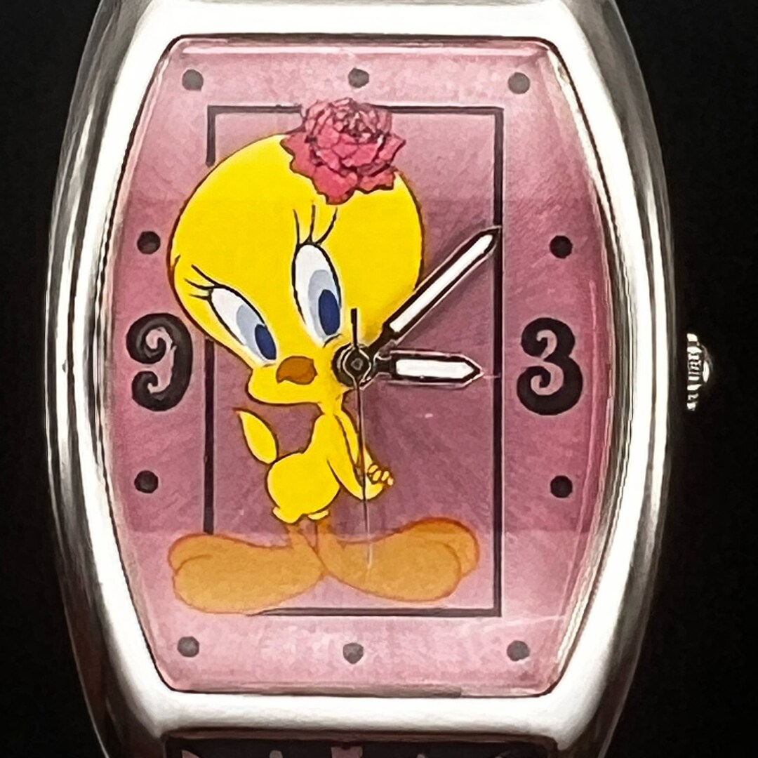 Looney Tunes Vintage Tweety Bird Rectangular Pink Black Unisex Watch ...