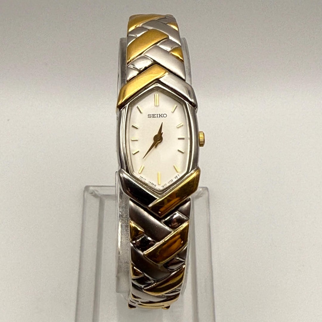 Vintage 90s Seiko Ladies Watch : Rare Hexagonal Gold Silver White ...