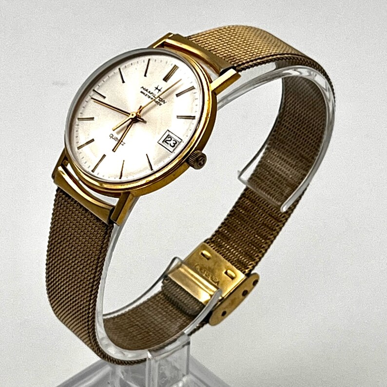 Hamilton Masterpiece Vintage Round Gold and Silver Quartz 10K Gold ...