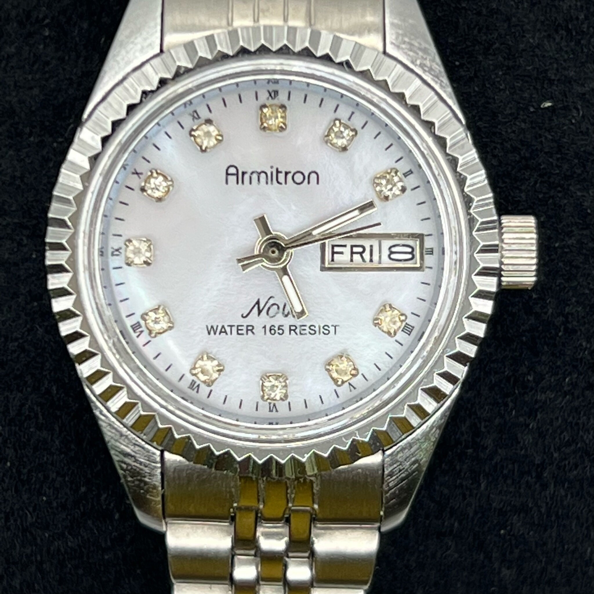 Vintage Armitron Now MOP and Crystals Silver Watch Working - Etsy