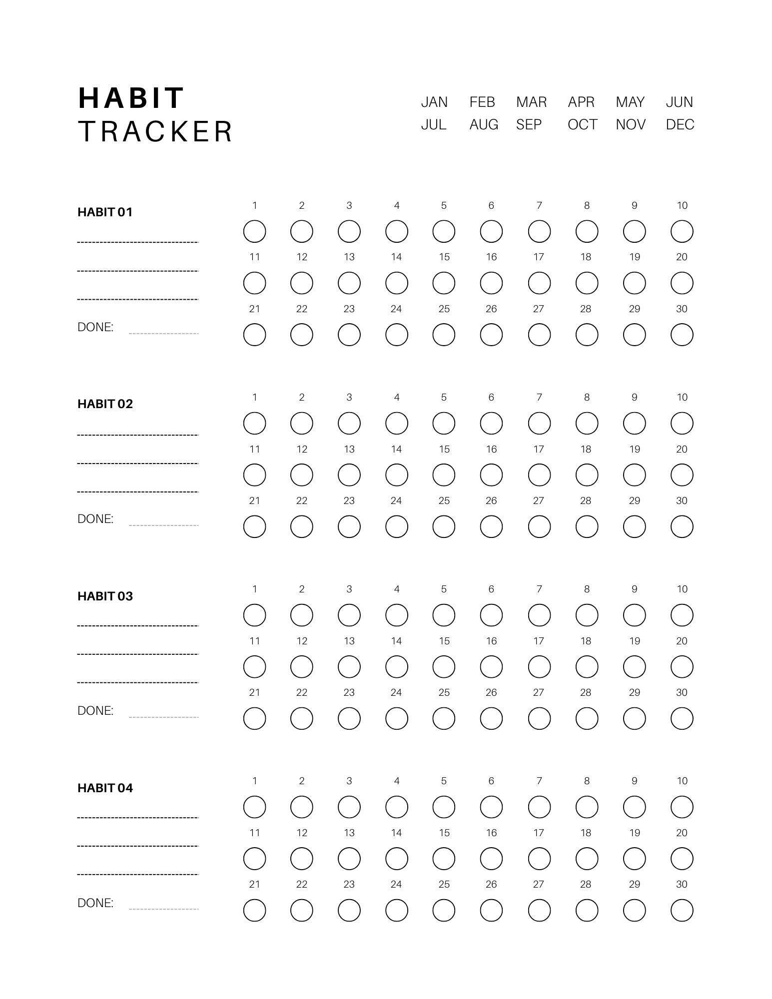 Printable Habit Tracker Template, Minimalist Design (digital Download ...