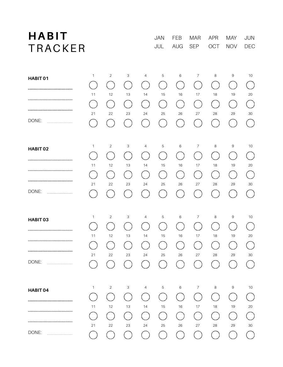 Printable Habit Tracker Template, Minimalist Design (digital Download ...