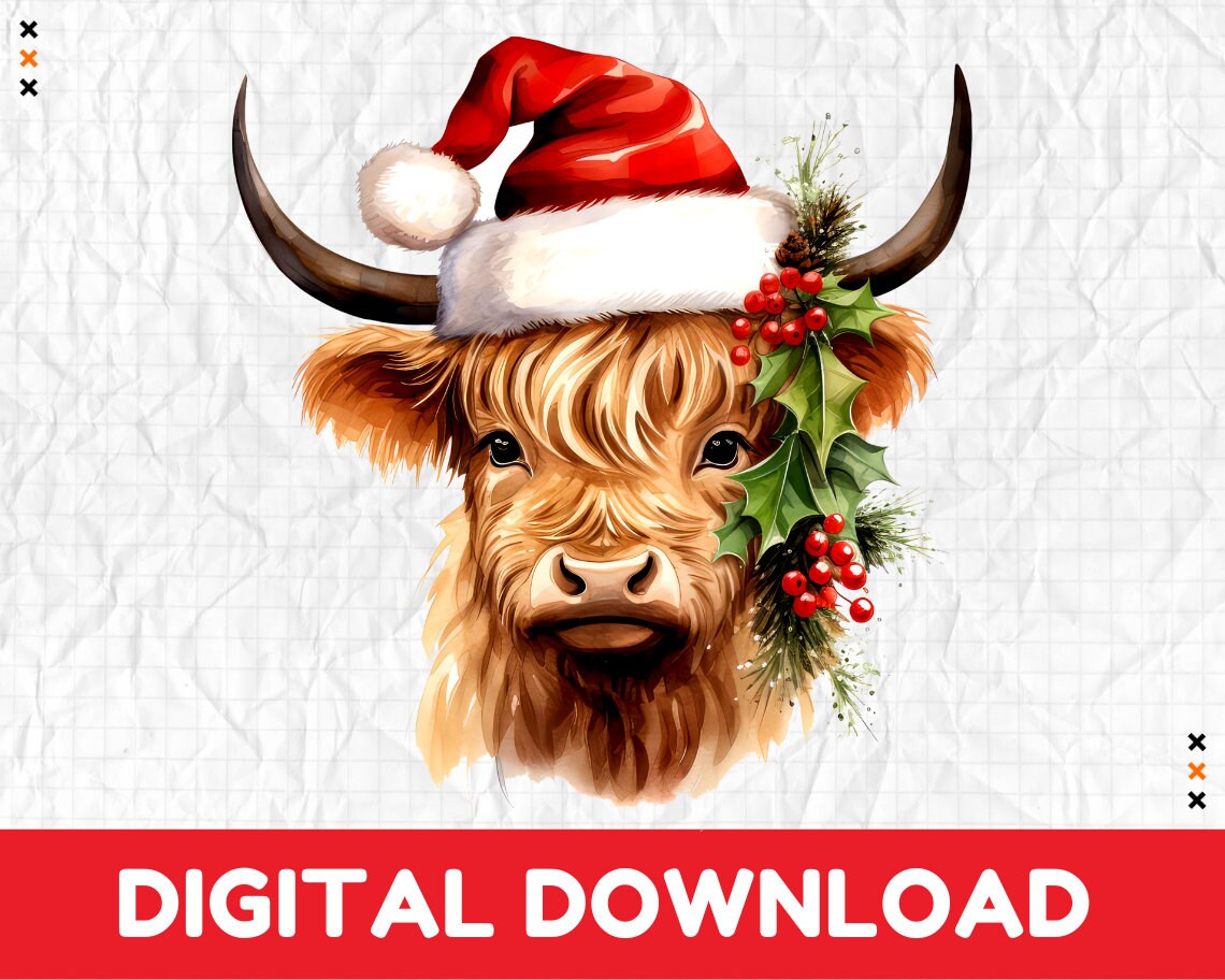 Highland Cow Christmas Svg Highland Cow Svg for Christmas Cow Svg ...