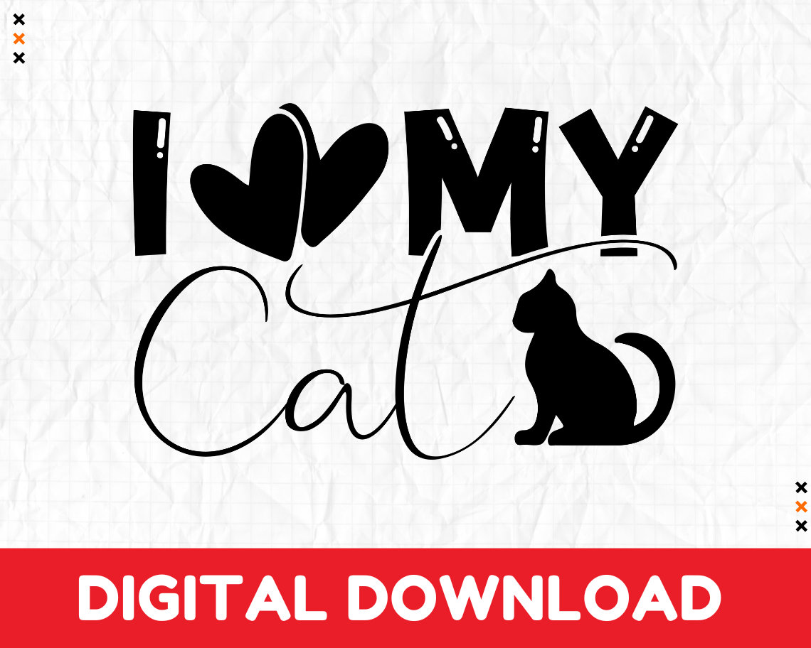 I Love My Cat Svg Cat Love Svg Cat Svg Cat Lovers Kitten - Etsy
