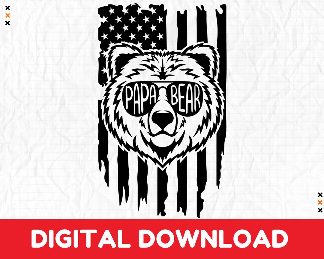 Papa Bear SVG, Daddy Bear SVG, Bear Silhouette Bear Face SVG, Dad Shirt ...