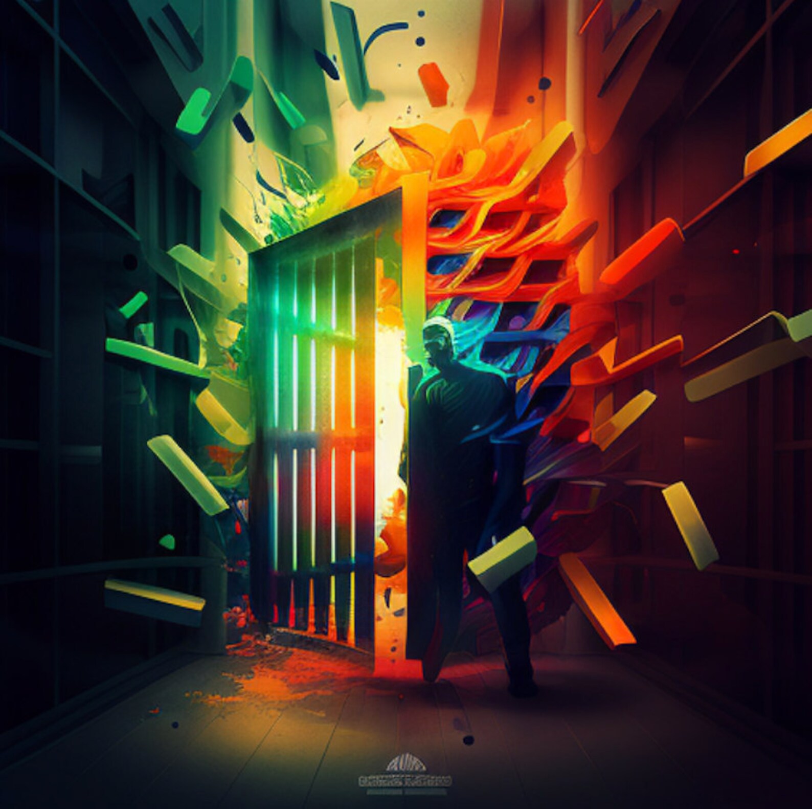 Abstract Bird in Cage Art | Colorful Metamorphosis 4K Print - Etsy