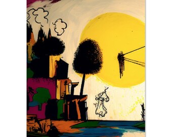 Classic Matte Paper Poster boy and Birds Art by Marina Blue Studio - Etsy