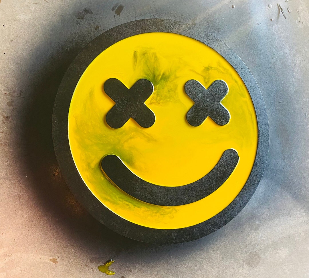 Acid Smiley Face/ Techno Acid House/ Smiley Face Wall Art/ Acid Art ...