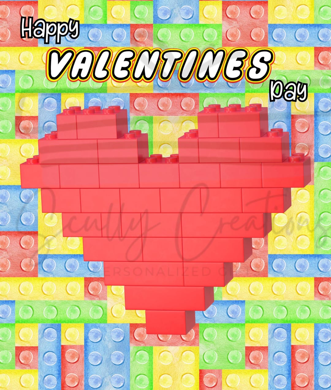 Happy Valentine's Day Building Block Jumbo Card Instant Download ...