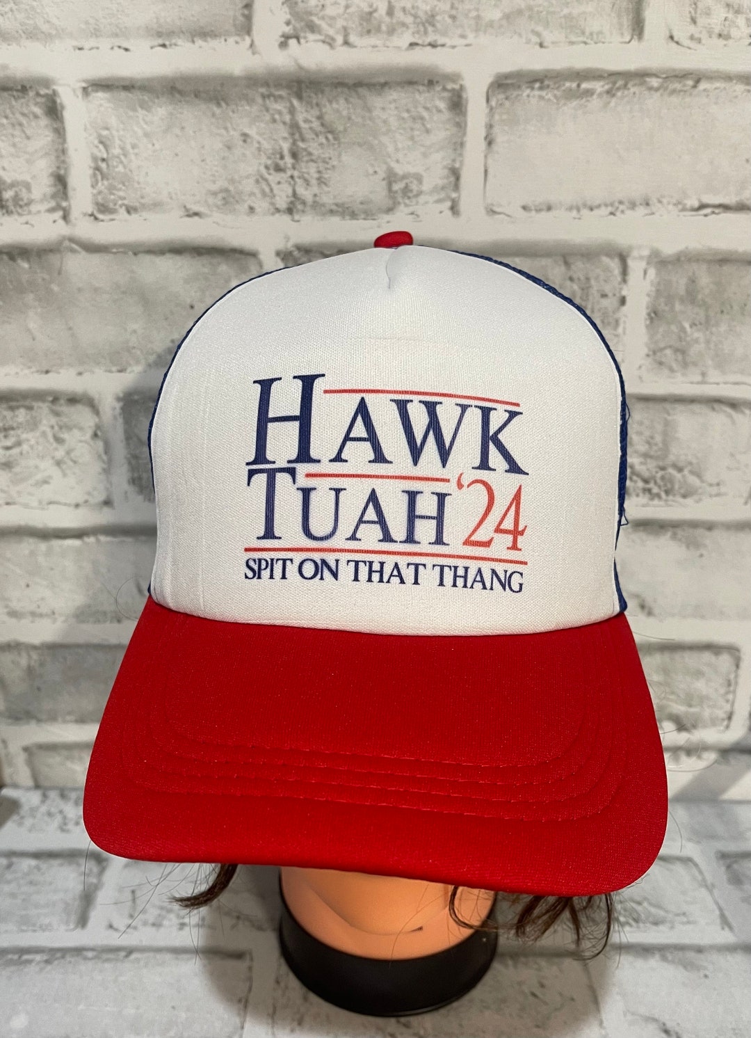 Hawk Tuah Trucker Hat, Red White Blue Hat, Spit on That Thang - Etsy