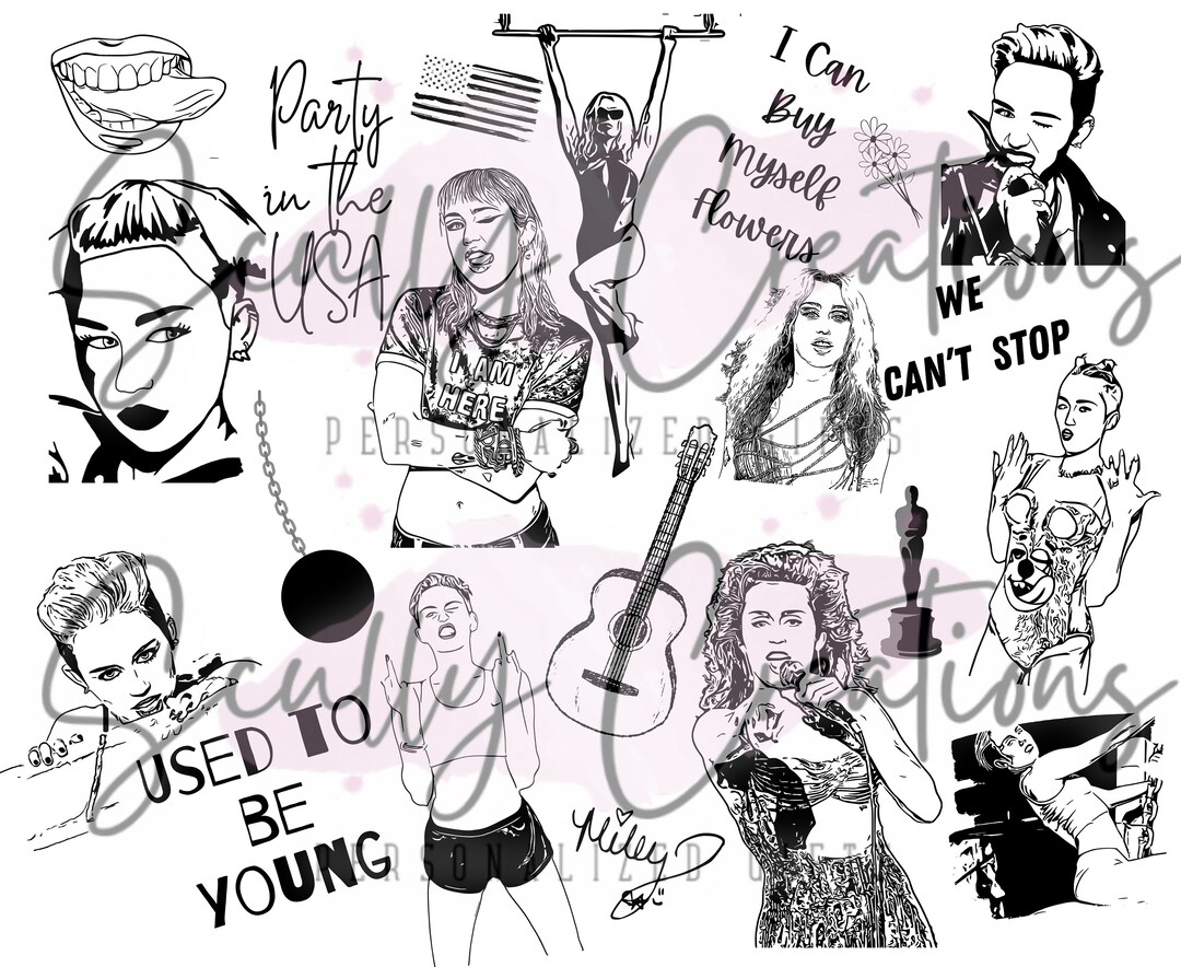 Miley Cyru Tumbler Wrap, Laser Tumbler Files, Laser Wrap, Miley Tumbler ...