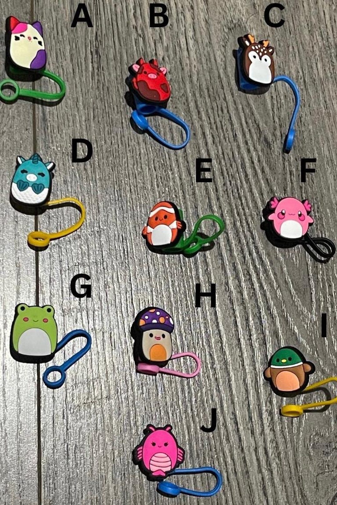 Character Tumbler Straw Topper Assortment. Colorful Cartoon Dust Topper ...