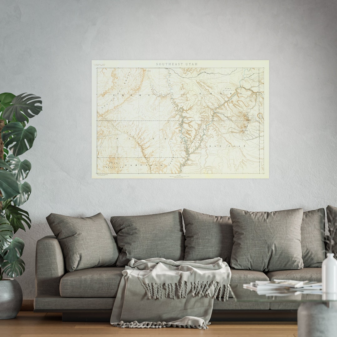 Vintage USGS Topographical Map Poster of Southeast Utah - Etsy