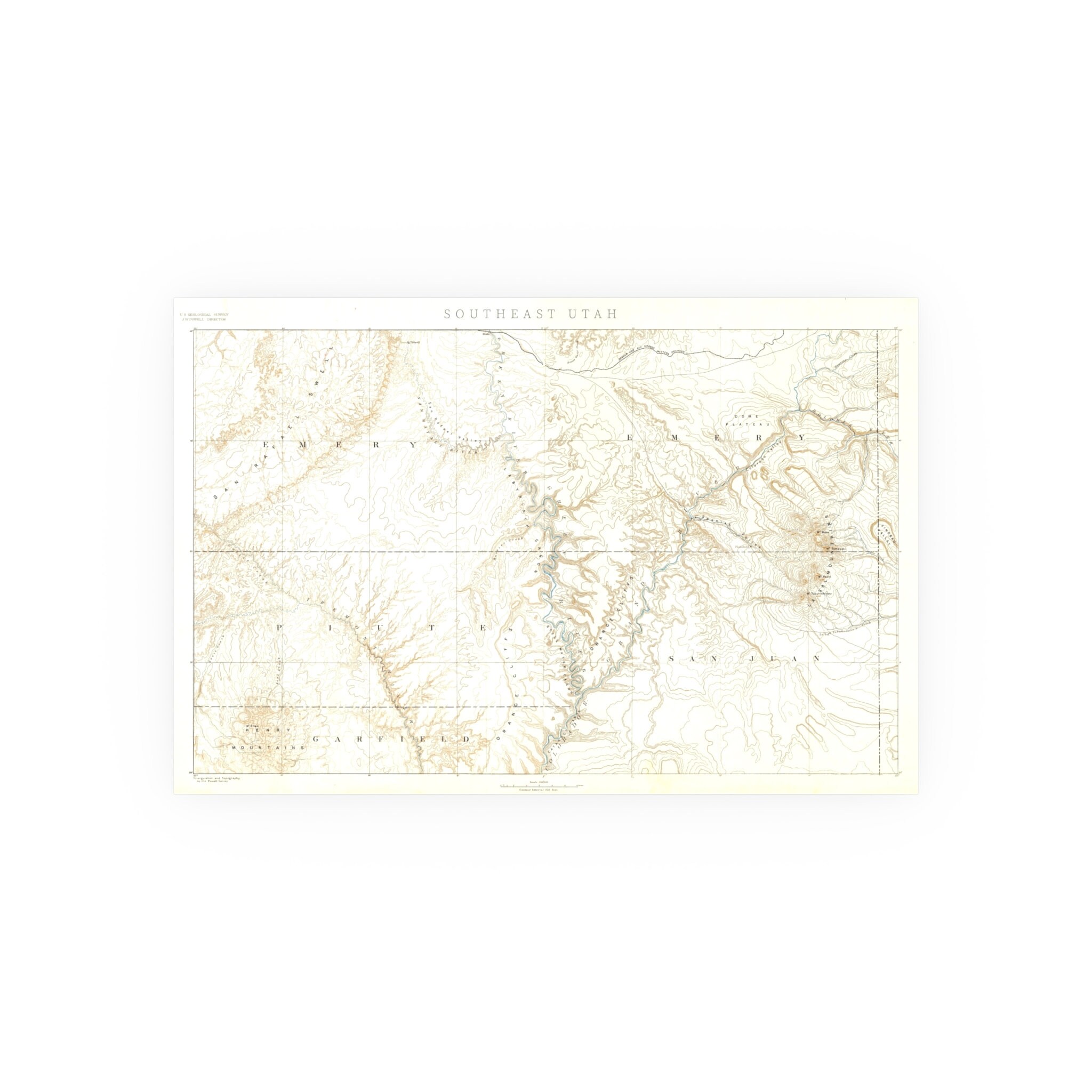 Vintage USGS Topographical Map Poster of Southeast Utah - Etsy