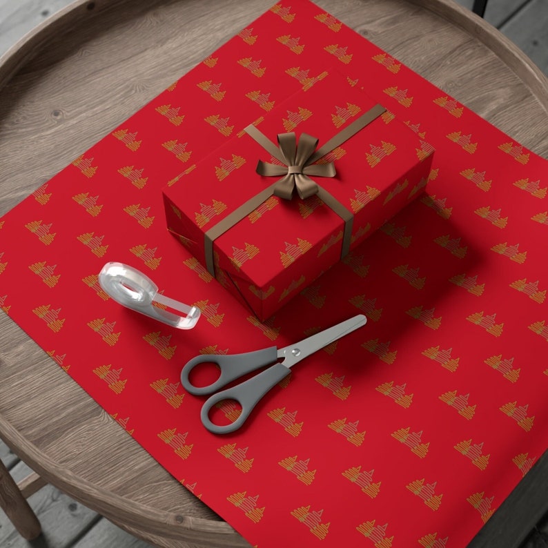 Premium Red Christmas Wrapping Paper Red Specialty Christmas Tree Gift ...