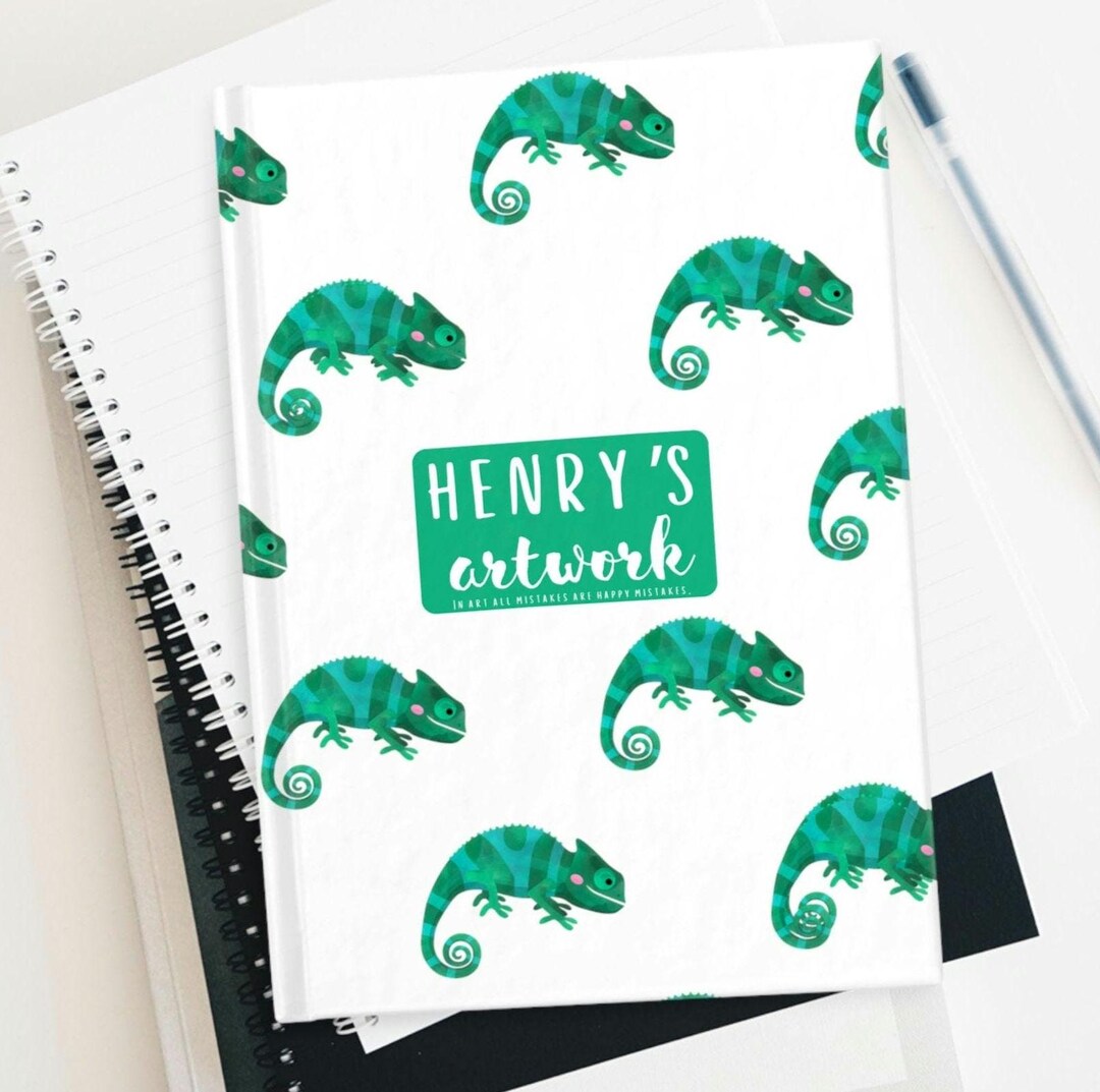 Custom Name Sketchbook Lizard Gift for Grandkid Personalized Journal ...
