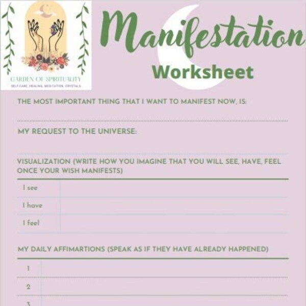Manifestation Worksheet - Etsy