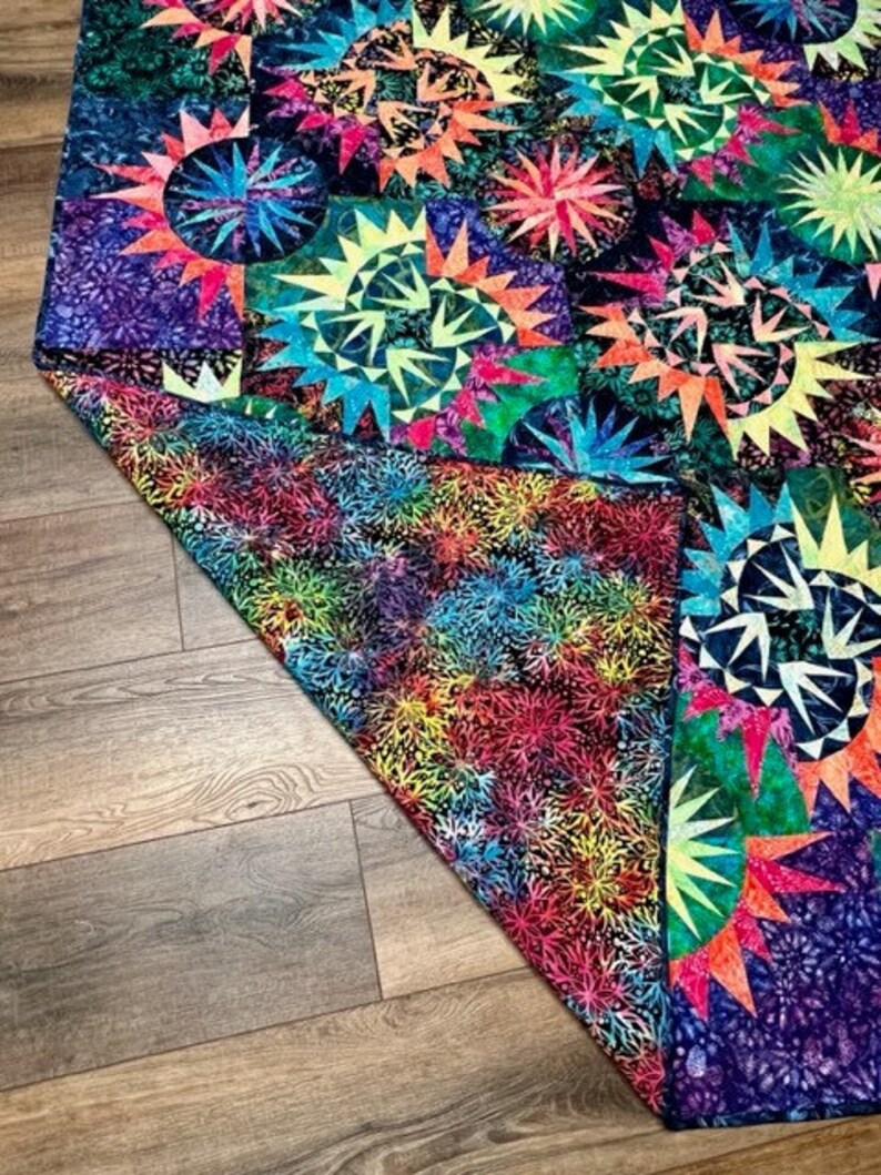 4th of July Rainbow Throw Size , Handmade, Heirloom Quality, Art Quilt ...