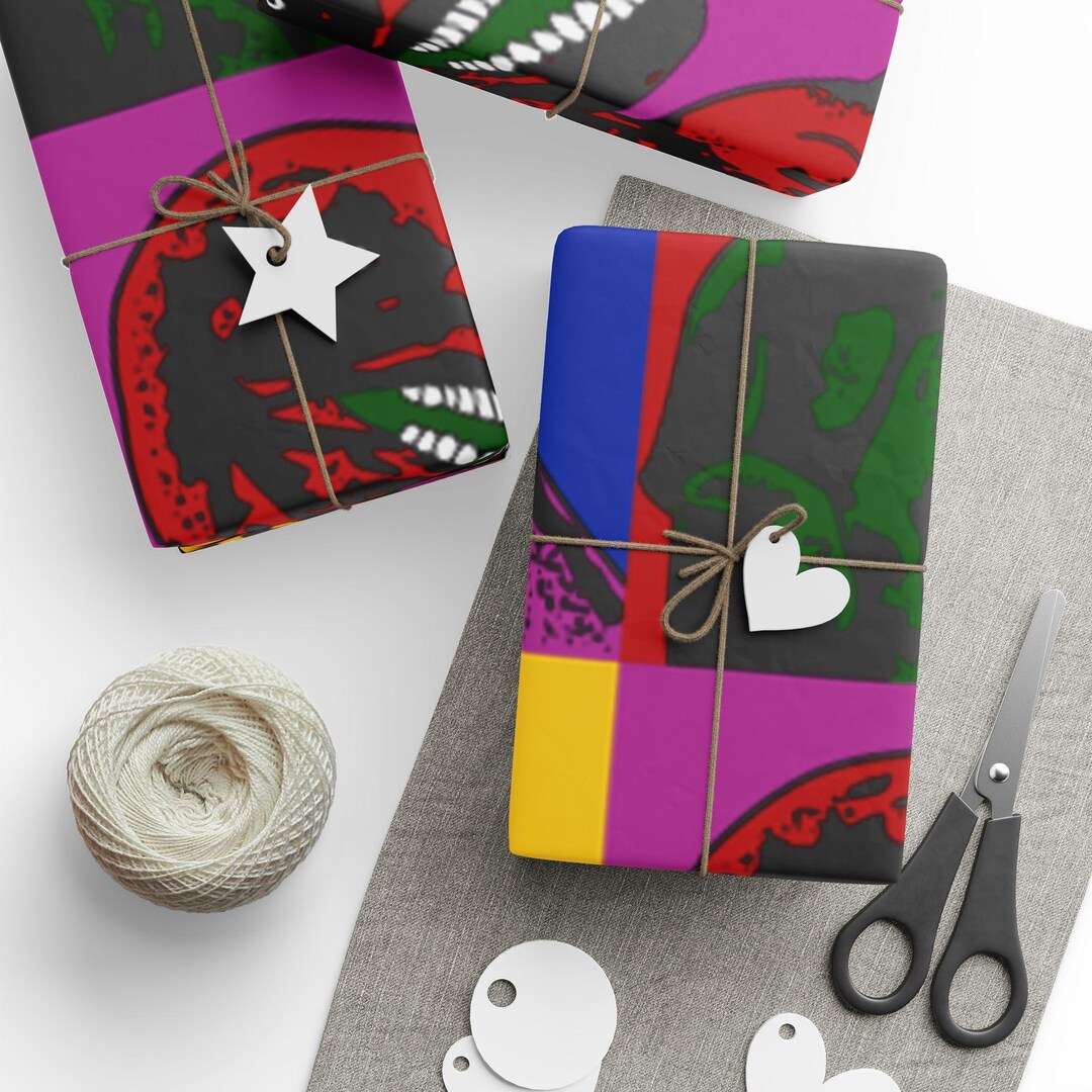 Pop Art T-rex Wrapping Paper | Dinosaur Gift Wrap, Colorful Retro Dino ...