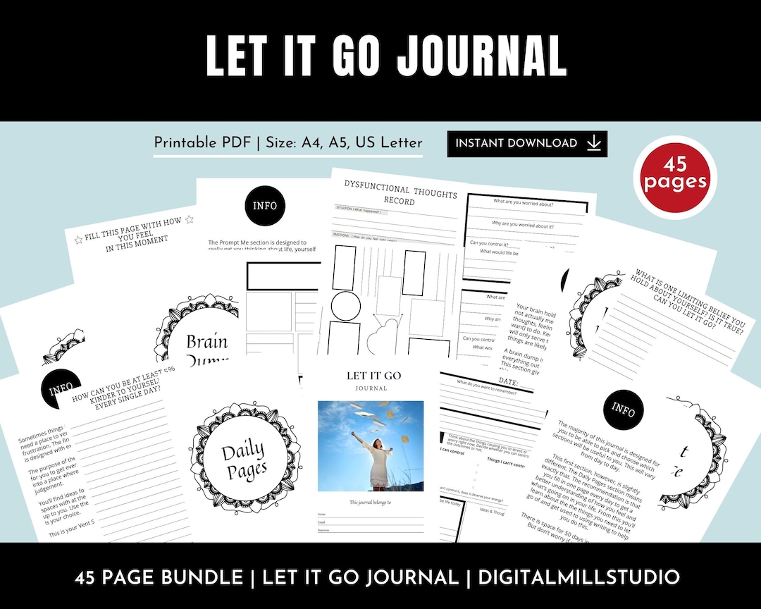 Let It Go Journal Daily Pages Prompt Me Draw How You Feel PDF Size A4 ...