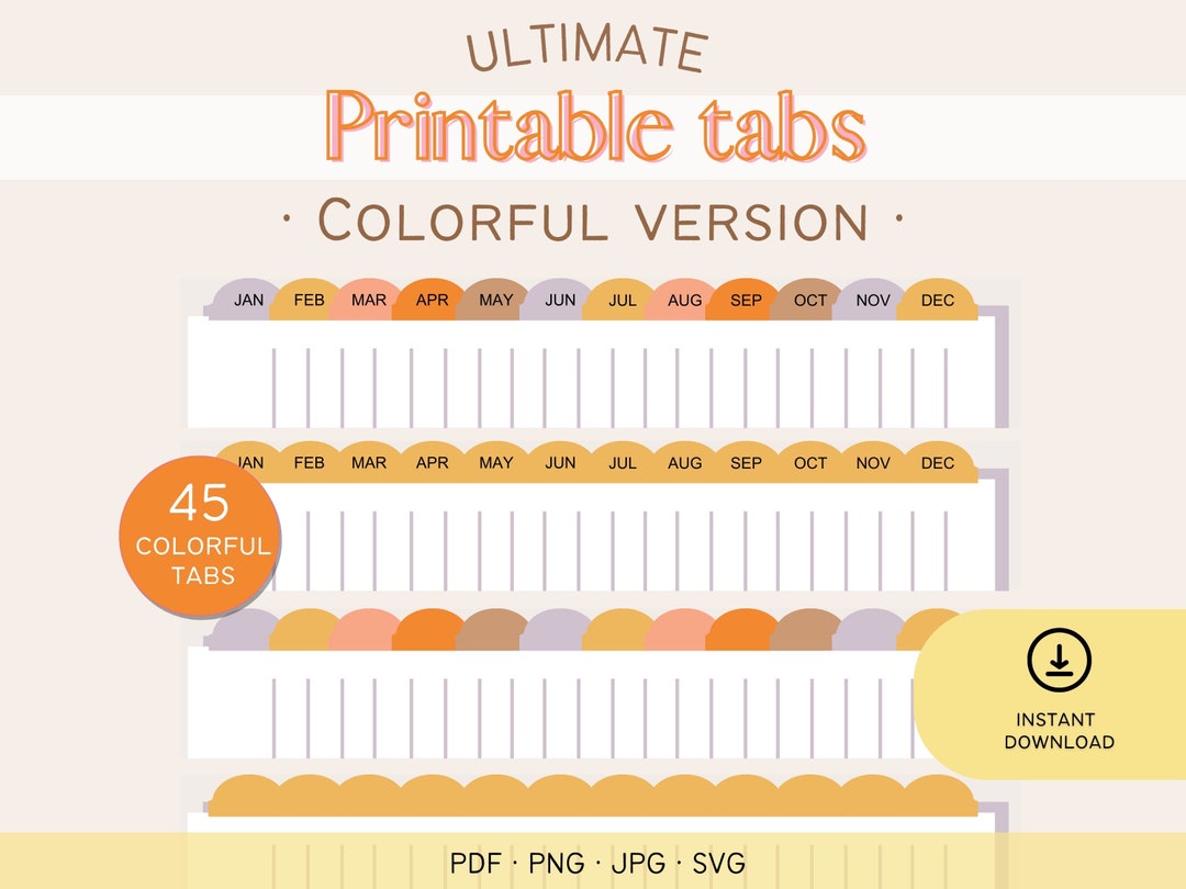 Journal Divider Tabs Templates, Monthly Tabs Divider Labels for Planner ...