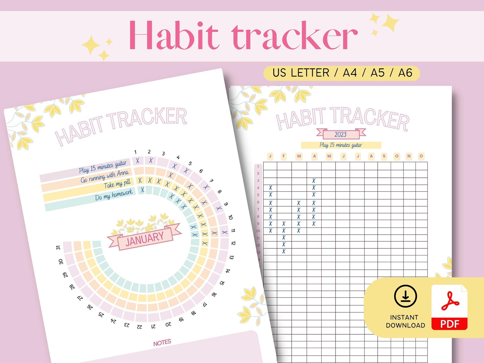 Monthly Habit Tracker Printable, Daily Routine Day Tracker, Daily Habit ...