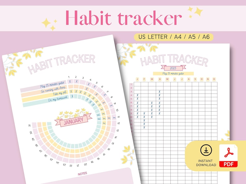 Monthly Habit Tracker Printable, Daily Routine Day Tracker, Daily Habit ...
