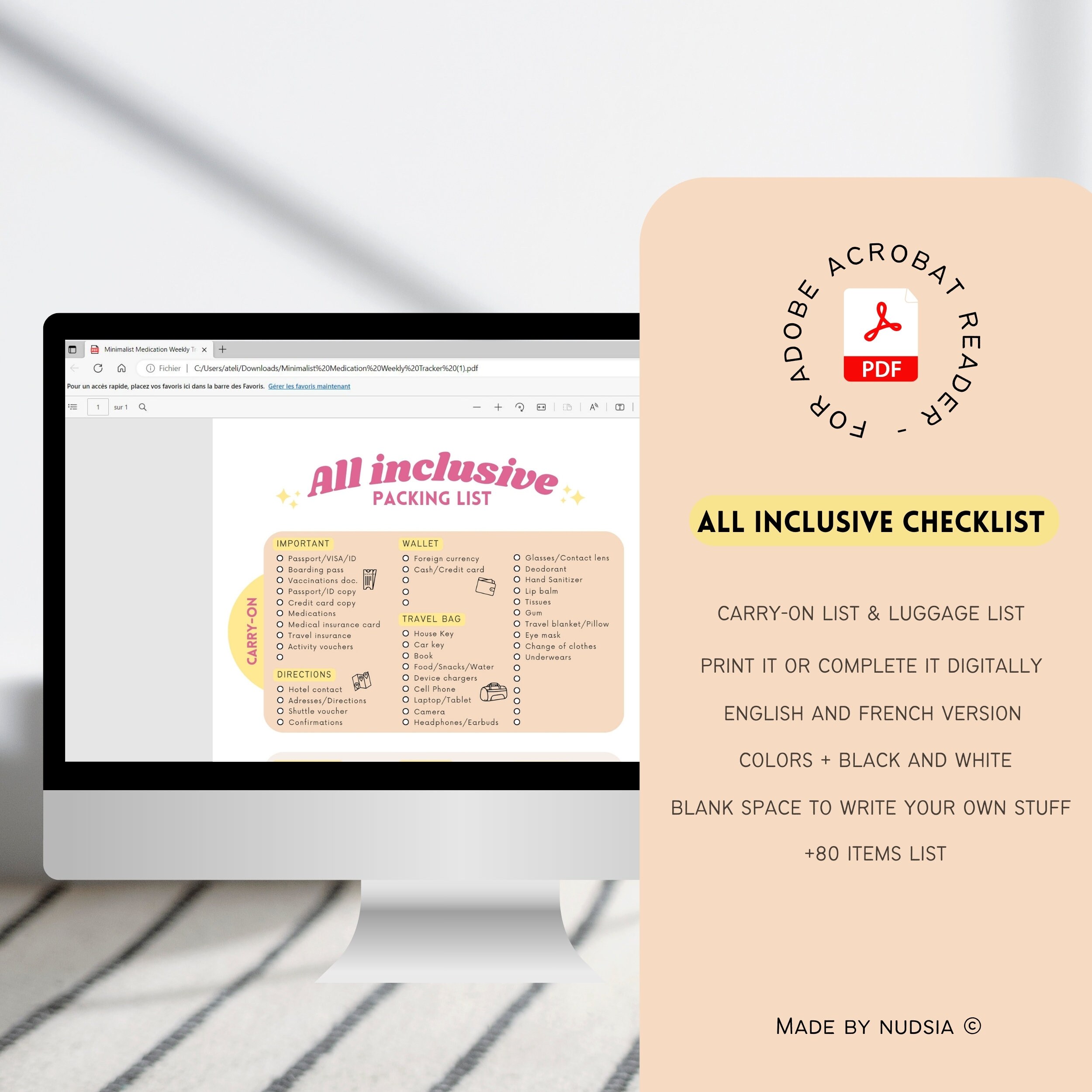 All Inclusive Packing List, Printable Travel Checklist Template PDF ...