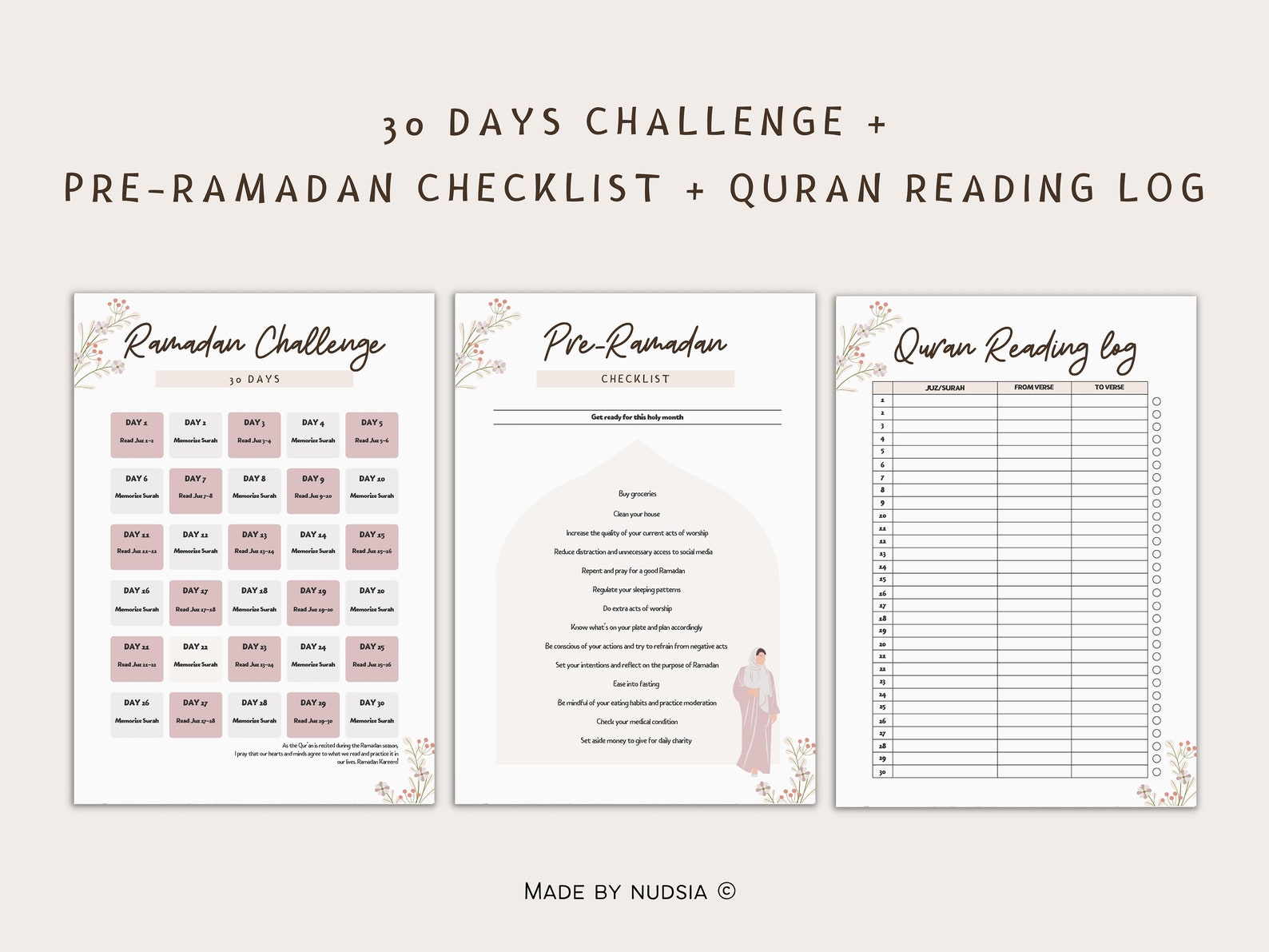 Printable Ramadan Planner 2024, Ramadan Calendar 2024 With Quran ...