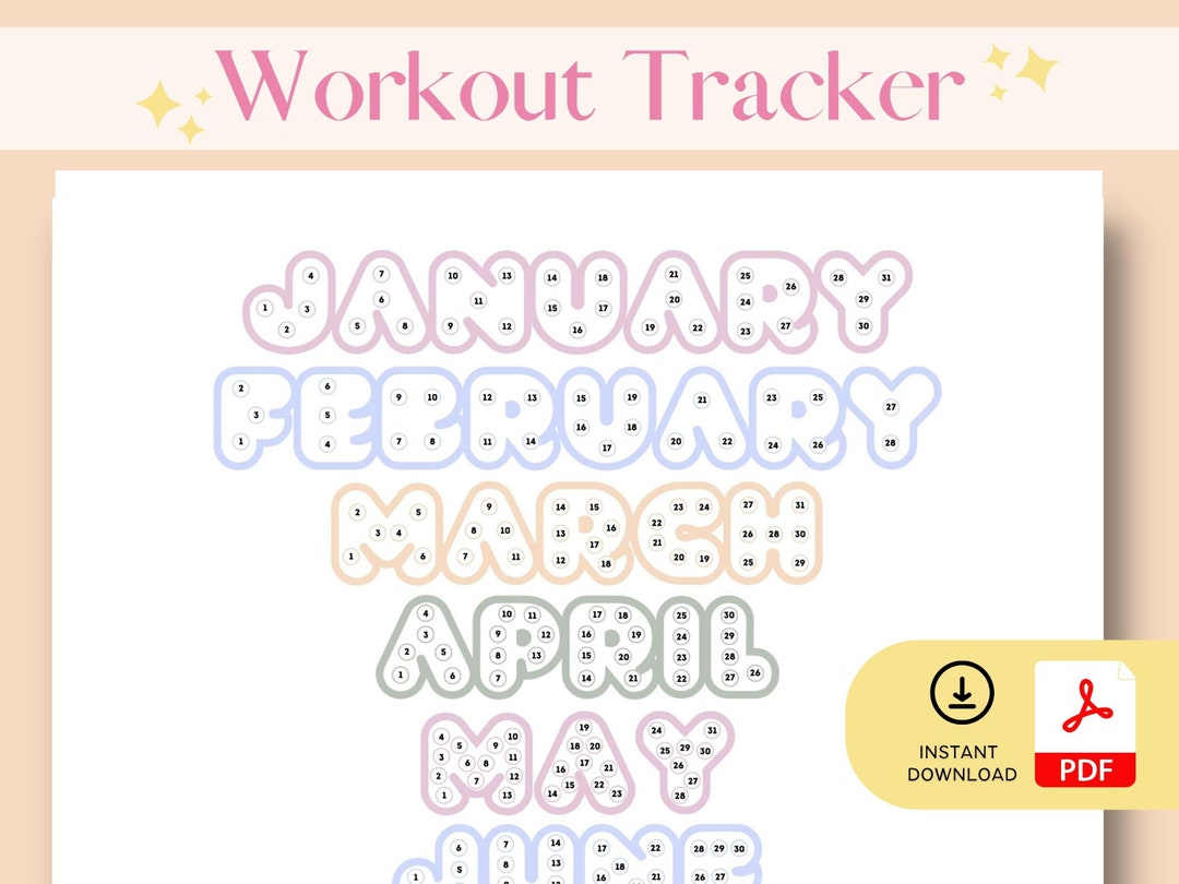 Yearly Workout Tracker, Daily Fitness Planner, Workout Planner, Fitness ...
