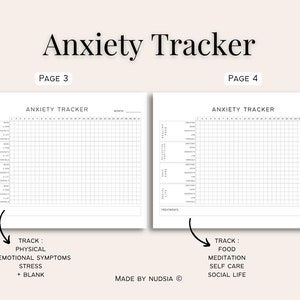 Monthly Anxiety Tracker, Depression Symptom Tracker, Mental Health and ...