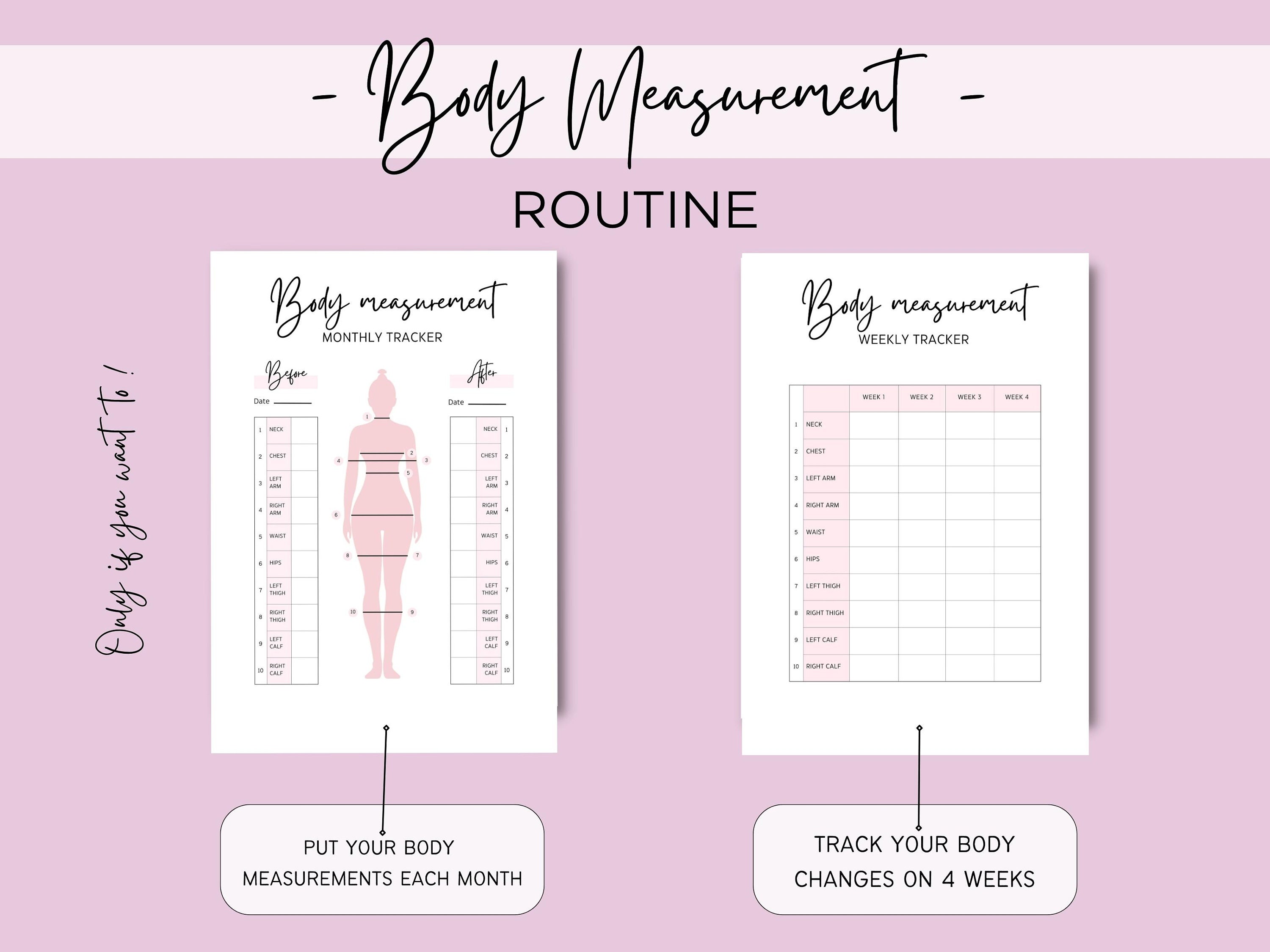 Body Measurement Tracker, Weekly Weight Loss Tracker Printable, Weight ...