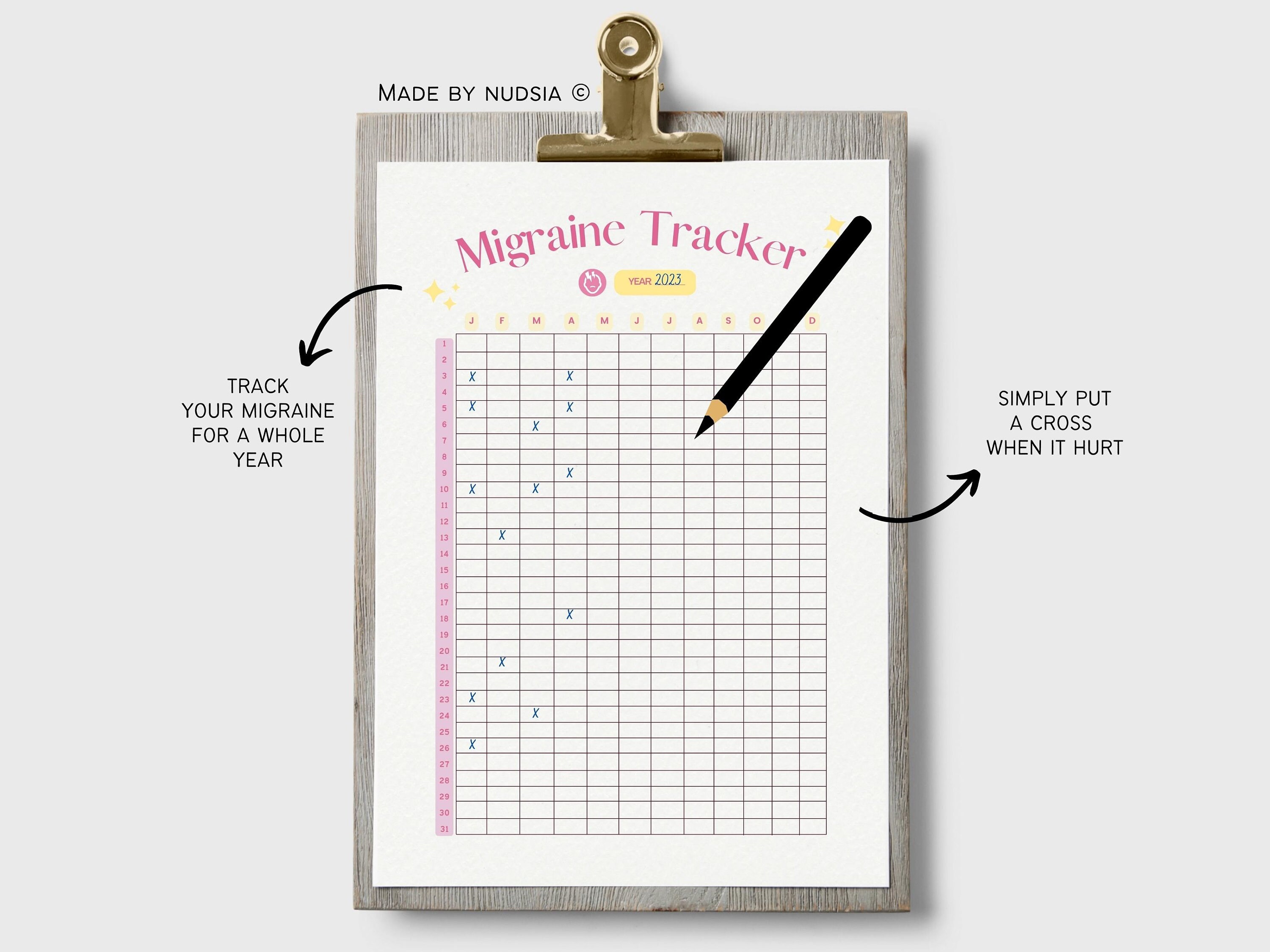 Printable Migraine Tracker, Migraine Medication Tracker, Chronic ...