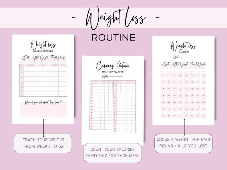 Printable Weight Loss Tracker, Weight Loss Chart, Fitness Planner, Body ...
