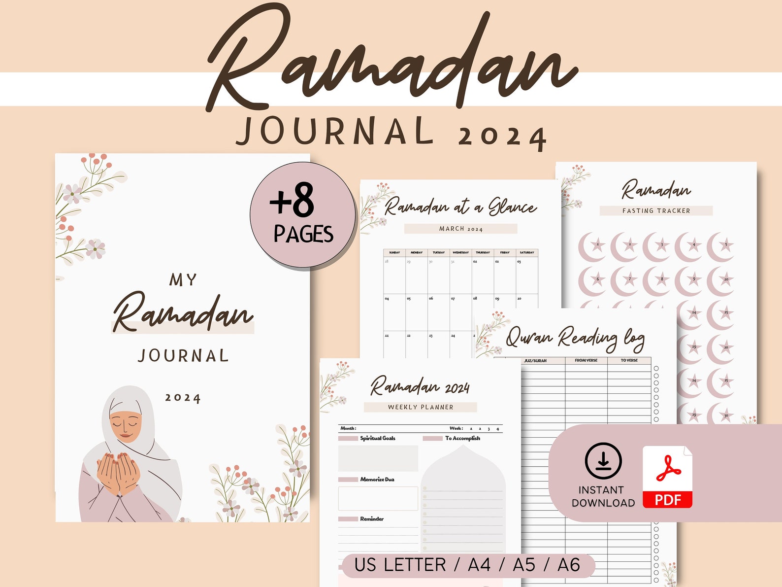 Printable Ramadan Planner 2024, Ramadan Calendar 2024 With Quran ...