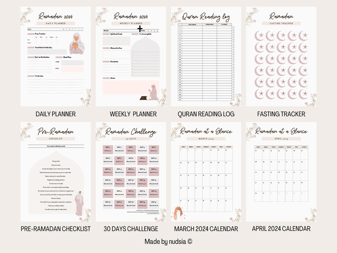 Printable Ramadan Planner 2024, Ramadan Calendar 2024 With Quran ...