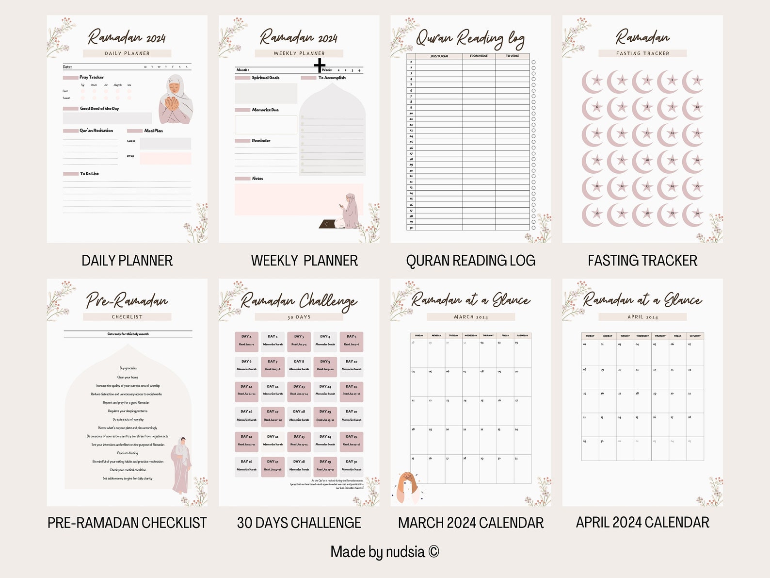 Printable Ramadan Planner 2024, Ramadan Calendar 2024 With Quran ...