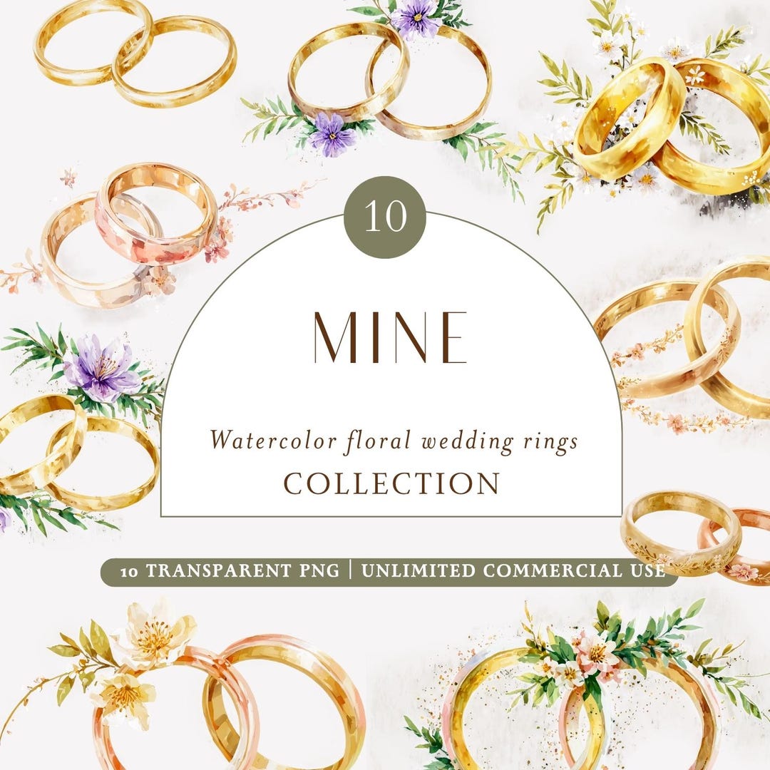 Interlocked Wedding Rings Png, Watercolor Golden Couple Rings Clipart ...