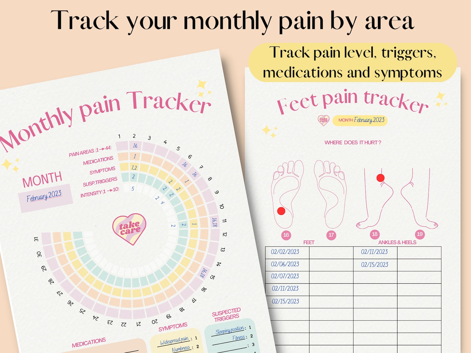 Chronic Pain Tracker Journal Printable, Symptom Tracker Log ...