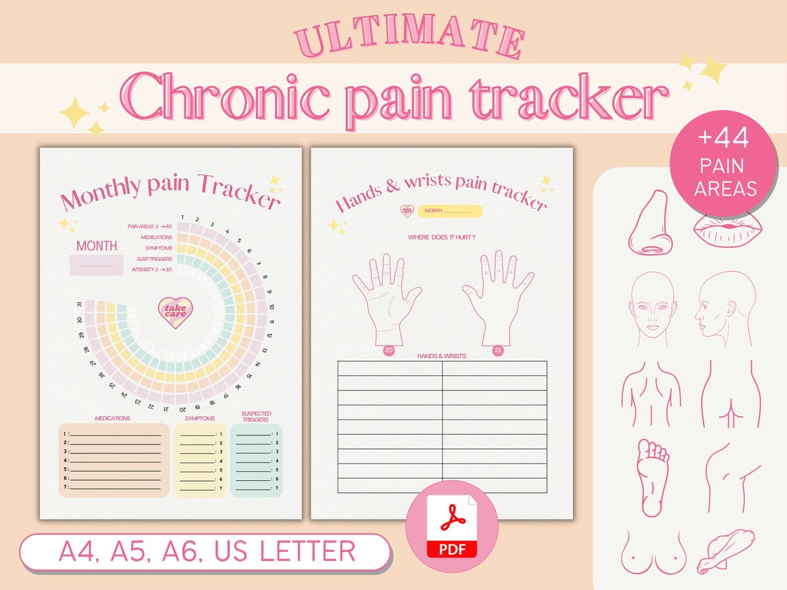 Chronic Pain Tracker Journal Printable Symptom Tracker Log - Etsy