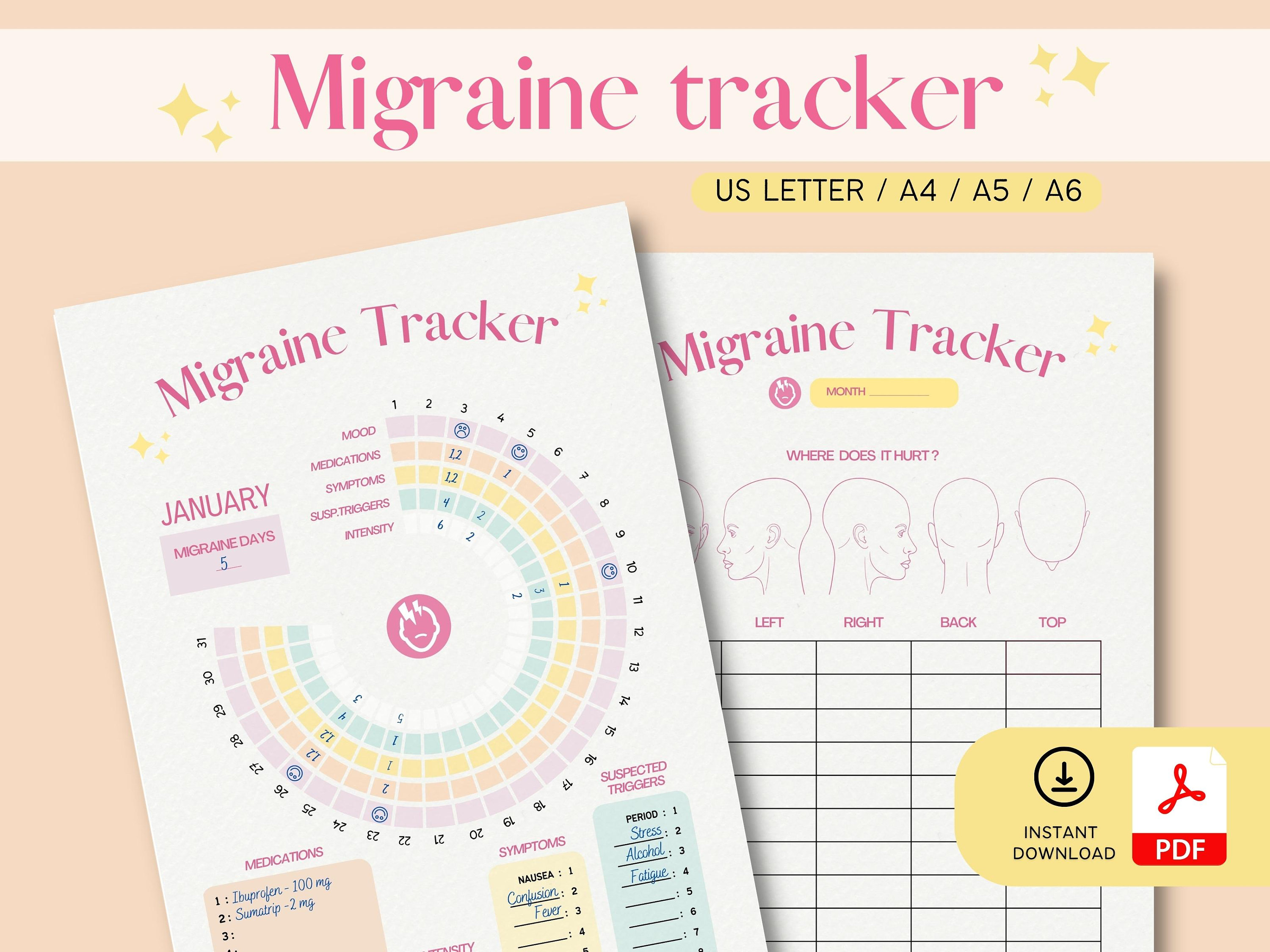 Printable Migraine Tracker, Migraine Medication Tracker, Chronic ...