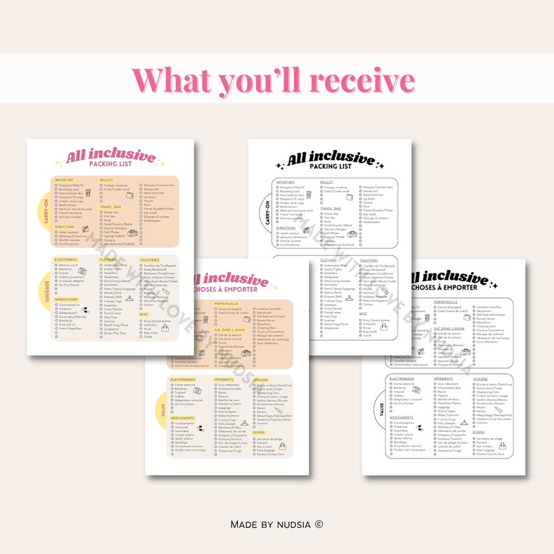 All Inclusive Packing List, Printable Travel Checklist Template PDF ...