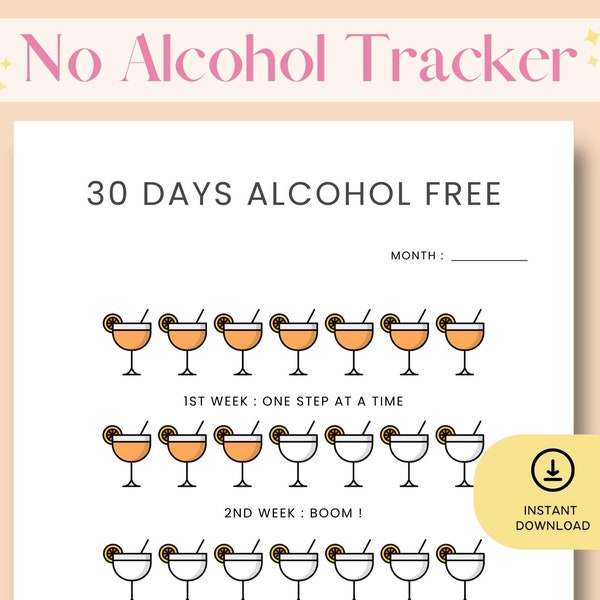 No Alcohol Tracker - Etsy