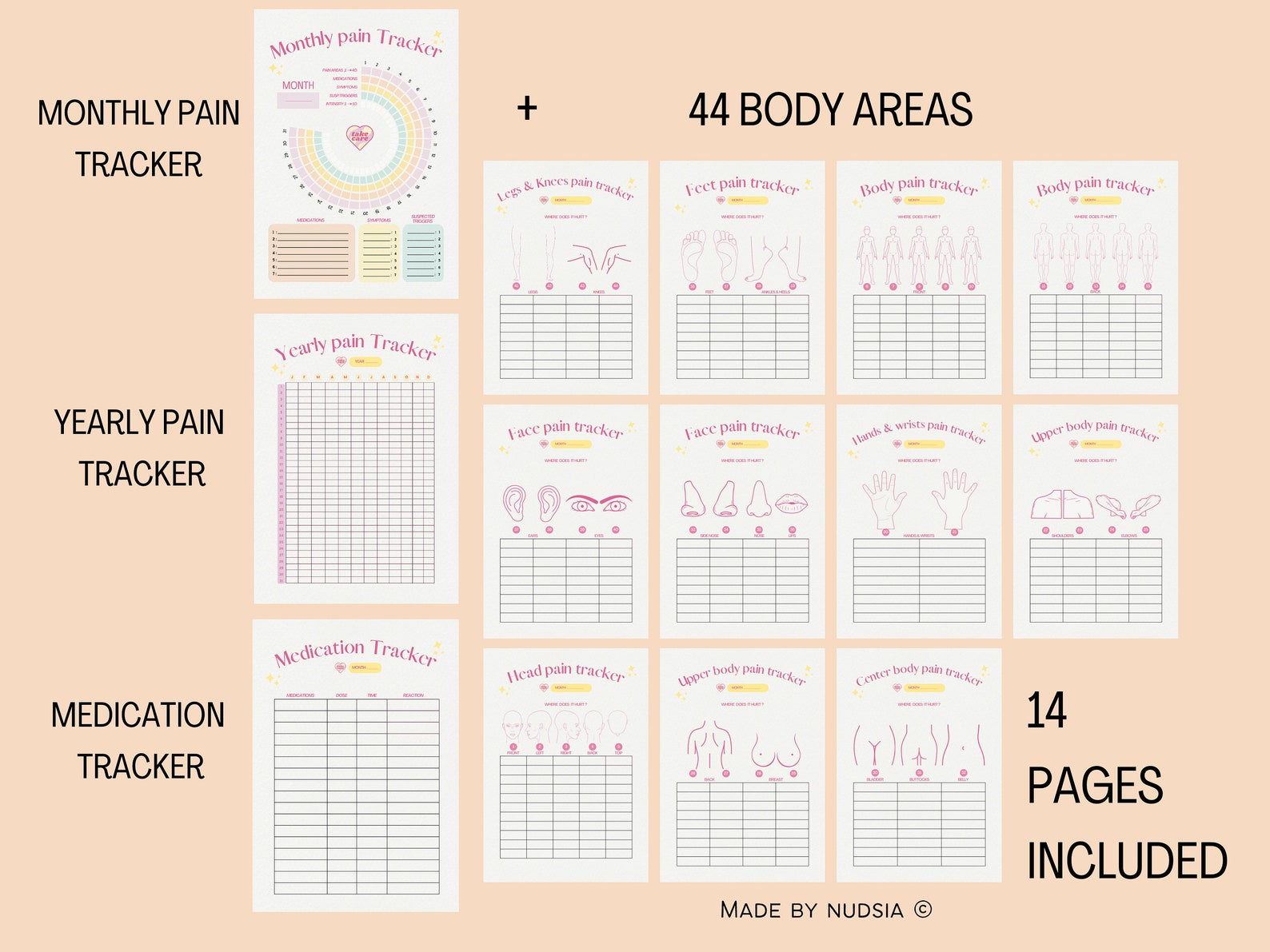 Chronic Pain Tracker Journal Printable, Symptom Tracker Log ...