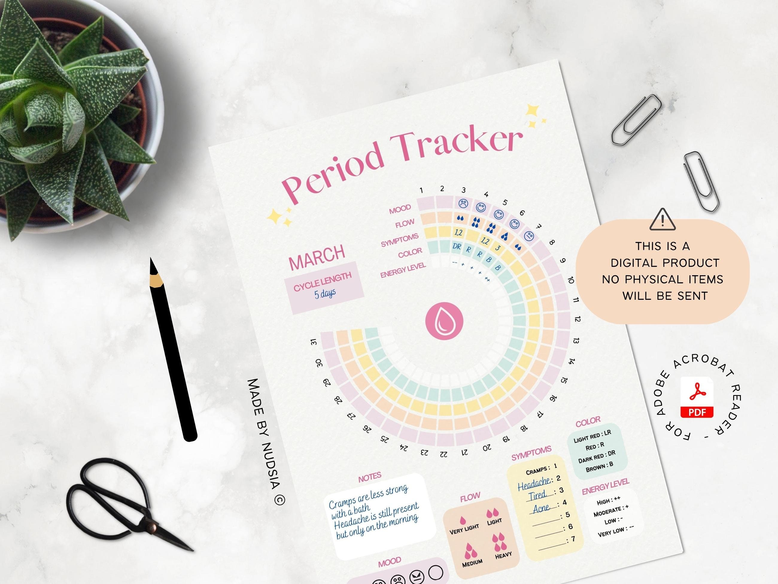 Monthly Period Tracker PDF Menstrual Cycle Tracker Menstrual - Etsy